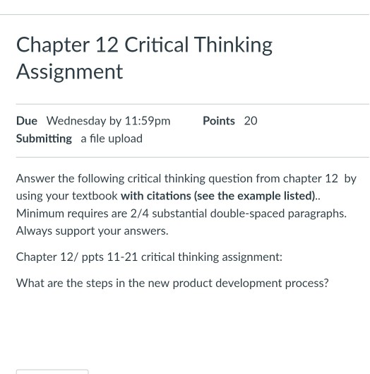 Solved Chapter 12 Critical Thinking Assignment Due Wednesday | Chegg.com
