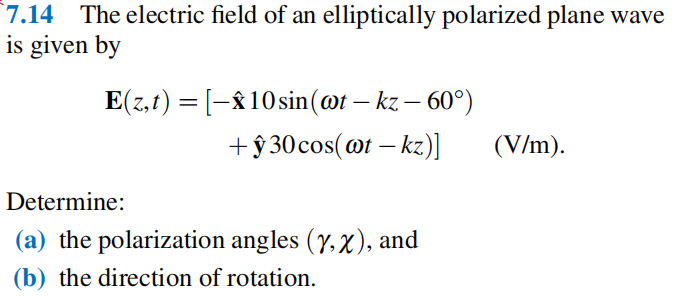 Solved 7.14 The electric field of an elliptically polarized | Chegg.com