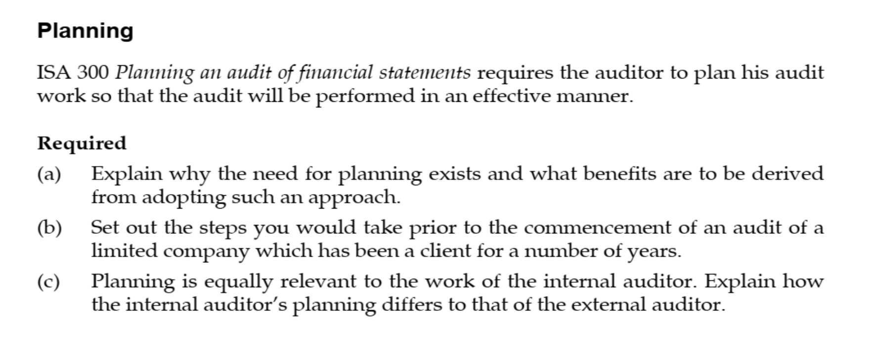 Solved Planning ISA 300 Planning an audit of financial | Chegg.com