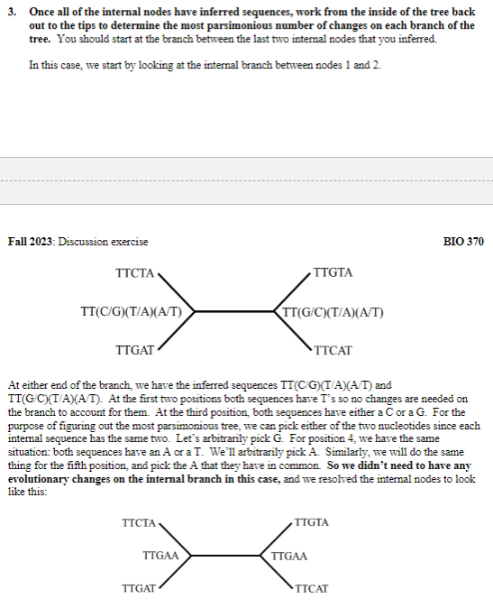 Solved 3. Once all of the internal nodes have inferred | Chegg.com