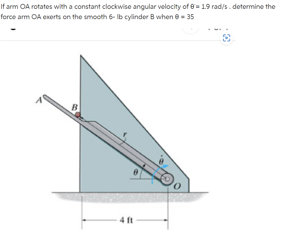 Solved f arm OA rotates with a constant clockwise angular | Chegg.com