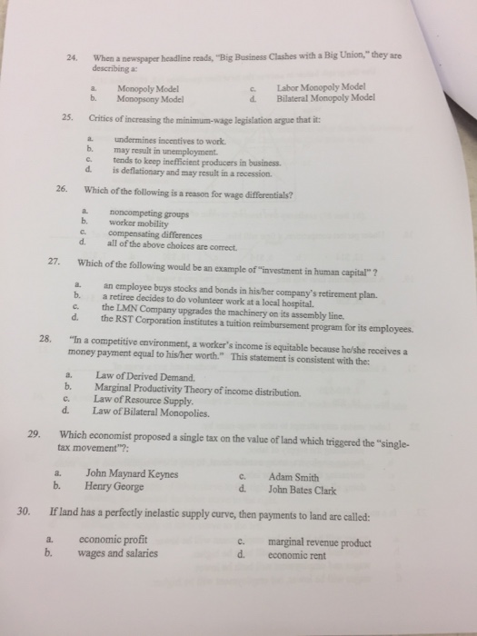 Solved 24 When a newspaper headline reads, "Big Business | Chegg.com