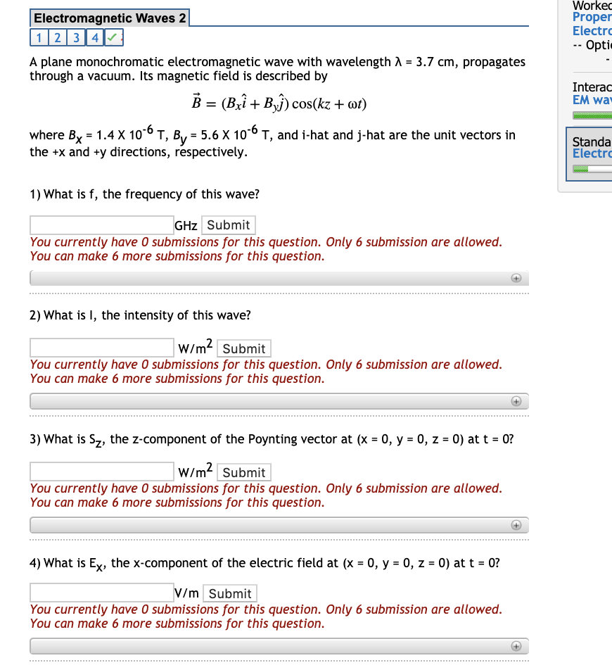Solved Electromagnetic Waves 2 1/2/34 A plane monochromatic | Chegg.com