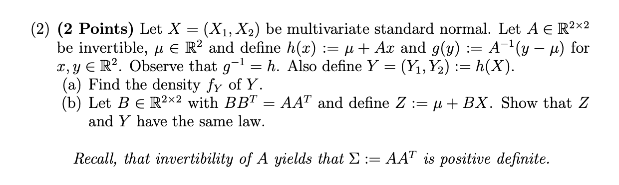 Solved (2) (2 ﻿Points) ﻿Let x=(x1,x2) ﻿be multivariate | Chegg.com