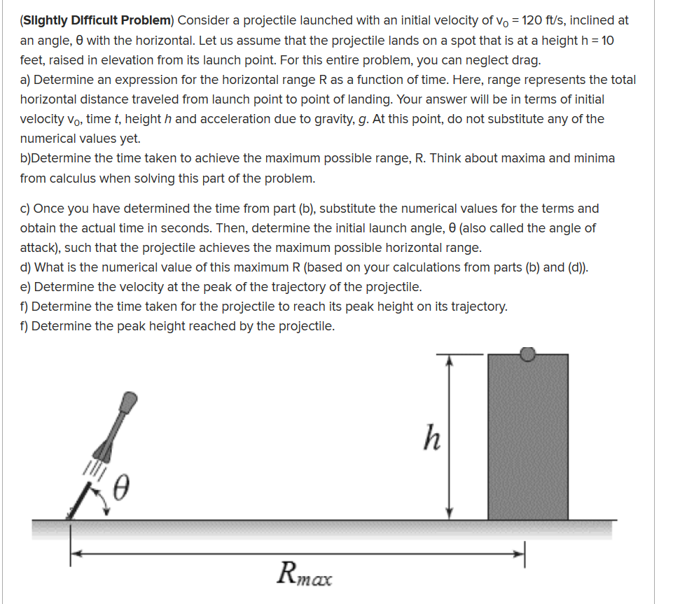 Solved (Slightly Difficult Problem) Consider a projectile | Chegg.com
