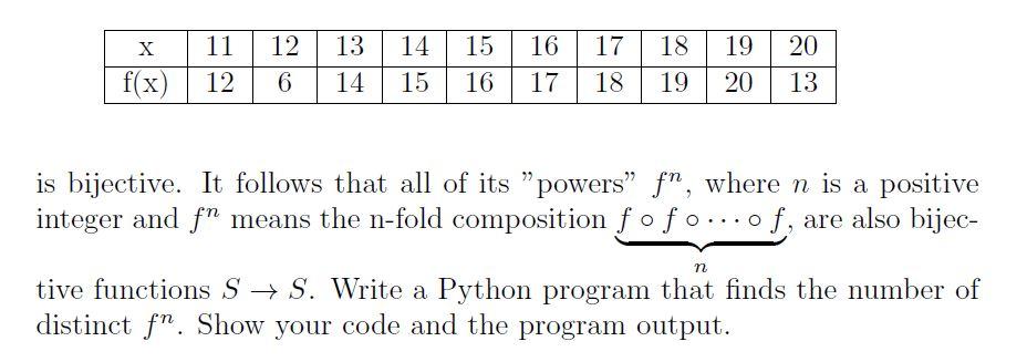 Solved (extra credit, 6 points) Let S={0,…,20}. The function | Chegg.com