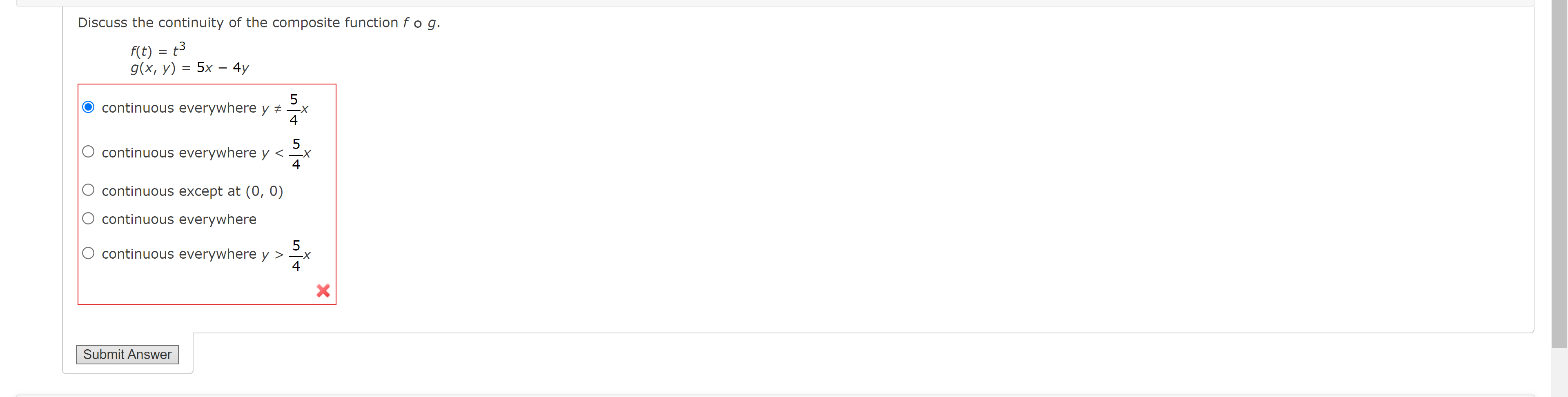 Solved Discuss the continuity of the composite function fog. | Chegg.com