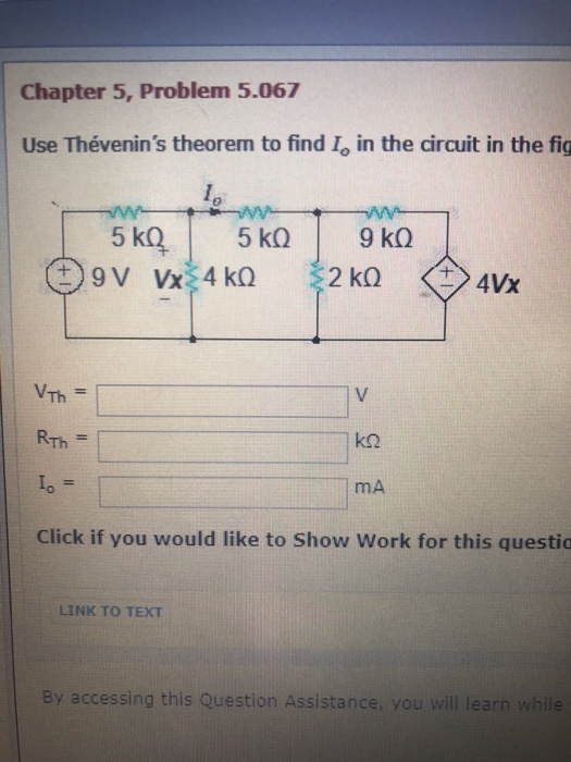 Solved Chapter 5, Problem 5.067 Use Thévenin's theorem to | Chegg.com