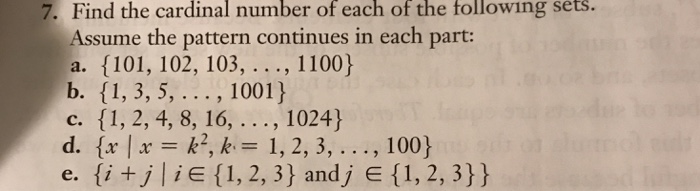 Solved Find the cardinal number of each of the following | Chegg.com