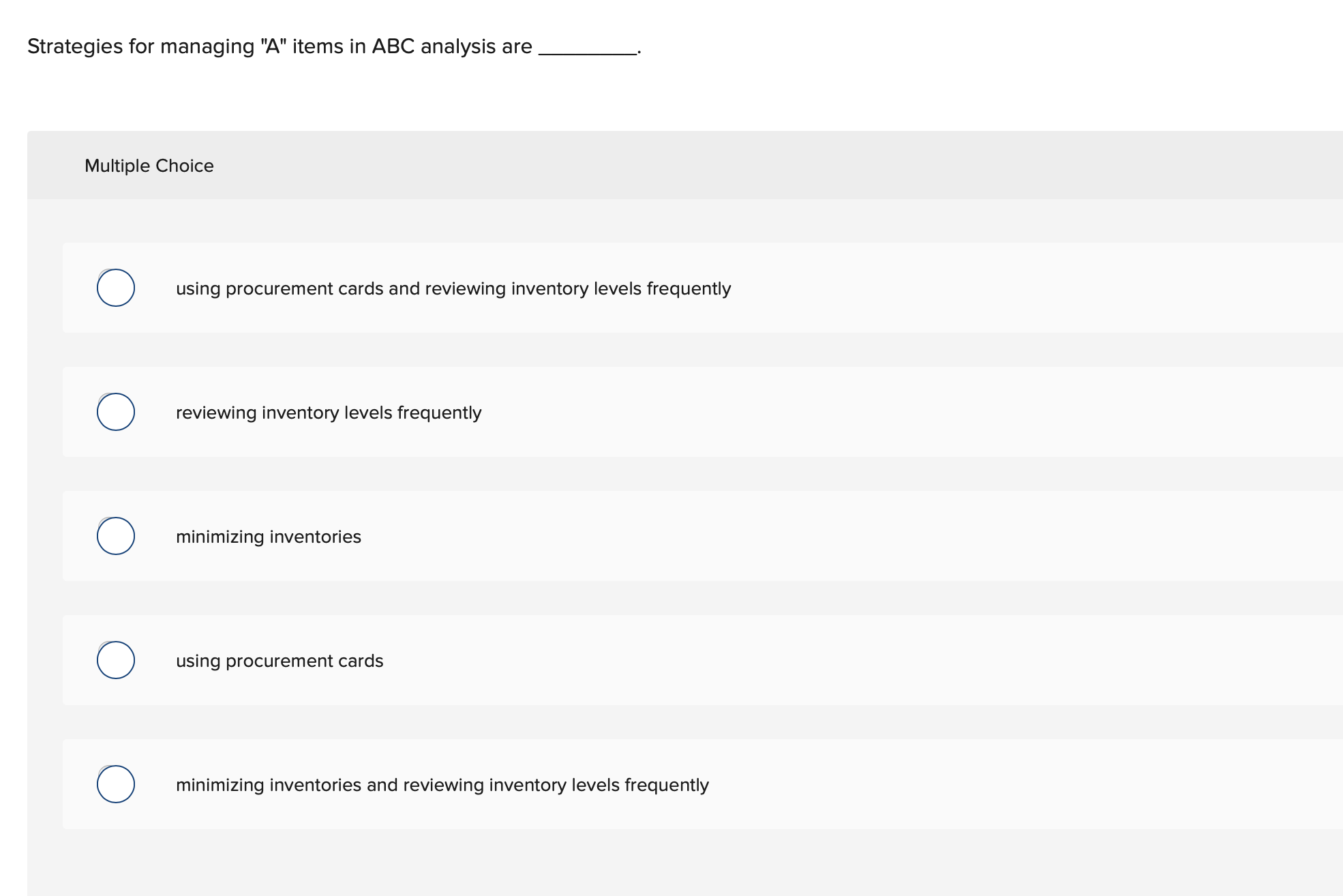 Solved Strategies for managing " A " items in ABC analysis | Chegg.com