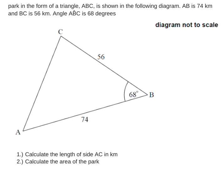 Solved park in the form of a triangle, ABC, is shown in the | Chegg.com