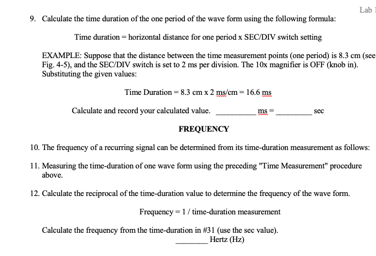 Solved Lab 9. Calculate the time duration of the one period | Chegg.com