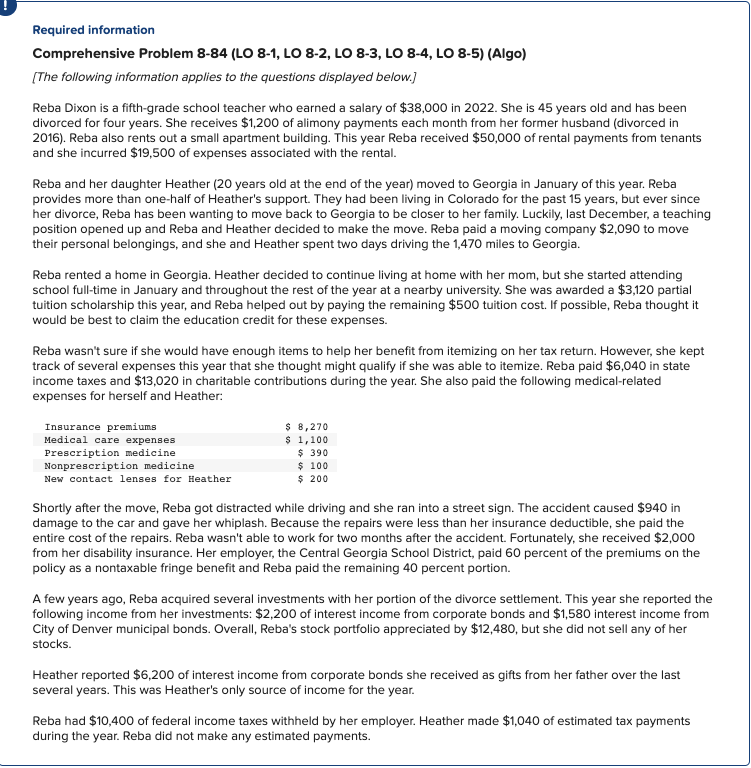 Solved Required information Comprehensive Problem 8-84 (LO | Chegg.com