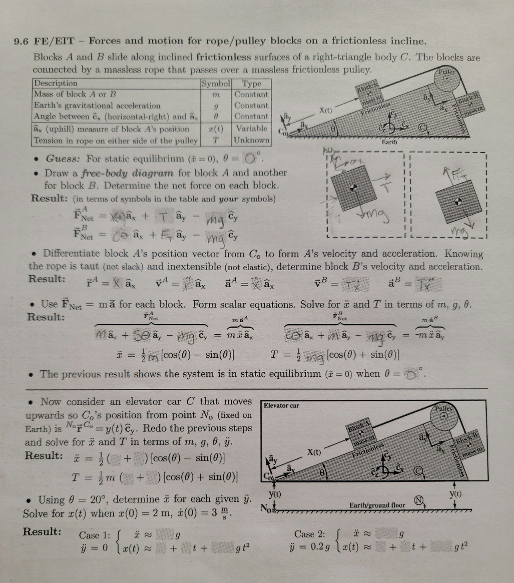 Solved 9.6 FE/EIT - Forces and motion for rope/pulley blocks | Chegg.com