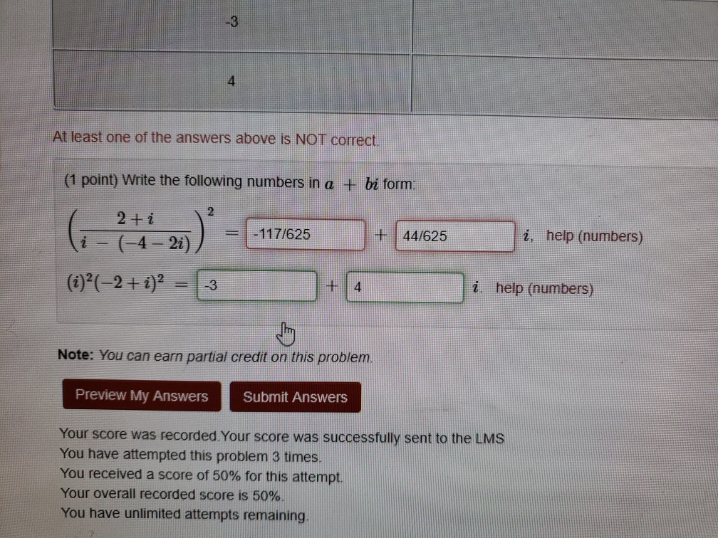 Solved At least one of the answers above is NOT correct. (1 | Chegg.com