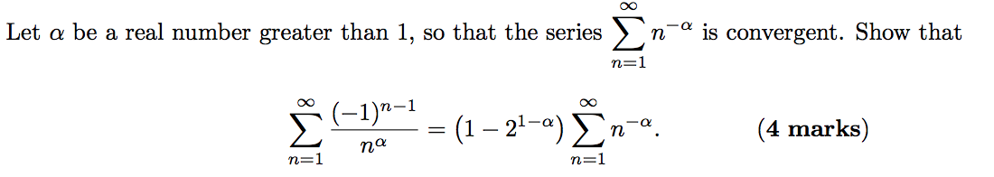Solved Let α be a real number greater than 1, so that the | Chegg.com