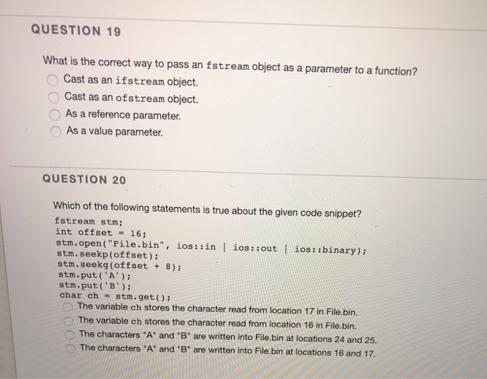 Solved QUESTION 19 What is the correct way to pass an | Chegg.com