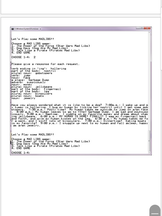 PROGRAM 4 – MADLIBS GAME MADOLIBS World's Greatest | Chegg.com