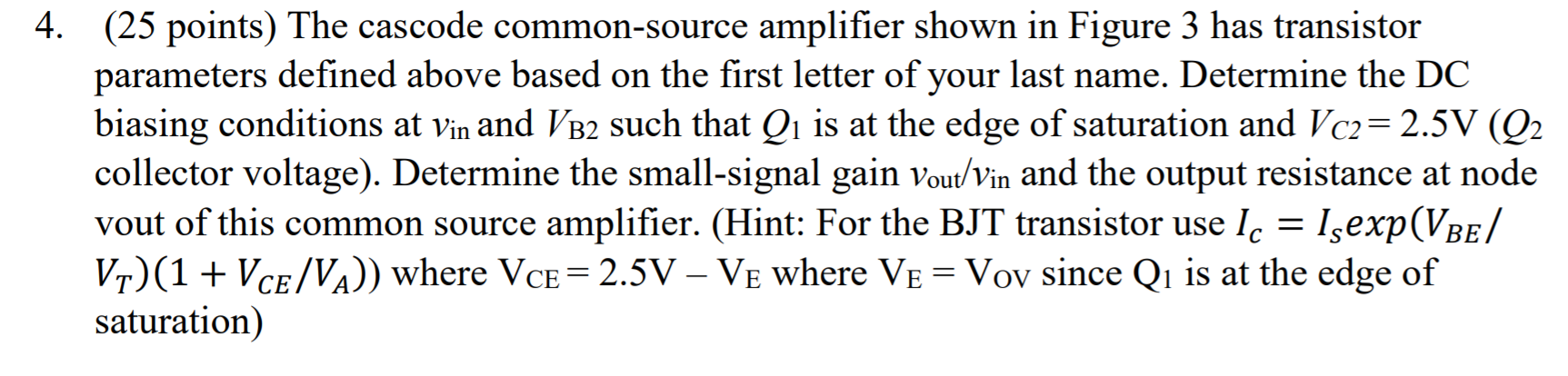 4. (25 points) The cascode common-source amplifier | Chegg.com