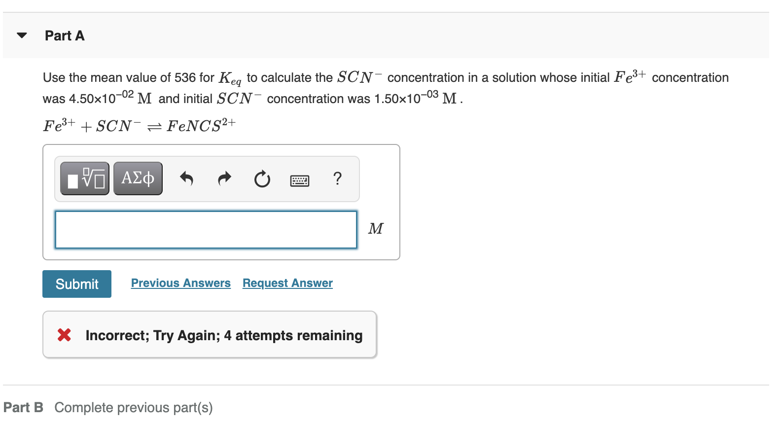 Solved Use the mean value of 536 for Keq to calculate the | Chegg.com