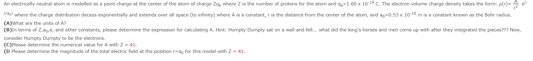 Solved el An electrically neutral atom is modelled as a | Chegg.com