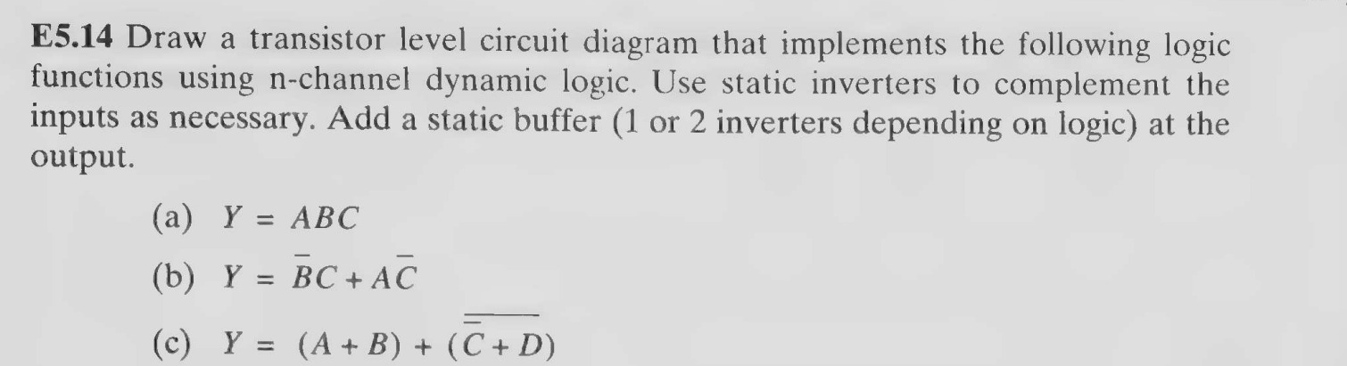 Solved E5.14 ﻿Draw a transistor level circuit diagram that | Chegg.com