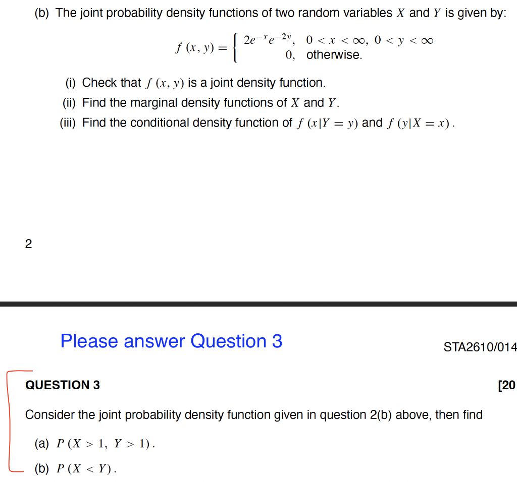 Solved (b) The joint probability density functions of two | Chegg.com