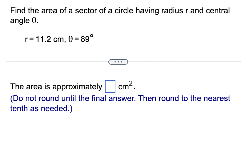 Find the area of a sector of a circle having radius r | Chegg.com