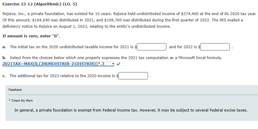 Solved Exercise 23-12 (Algorithmic) (LO. 5) Rejoice, Inc., a | Chegg.com