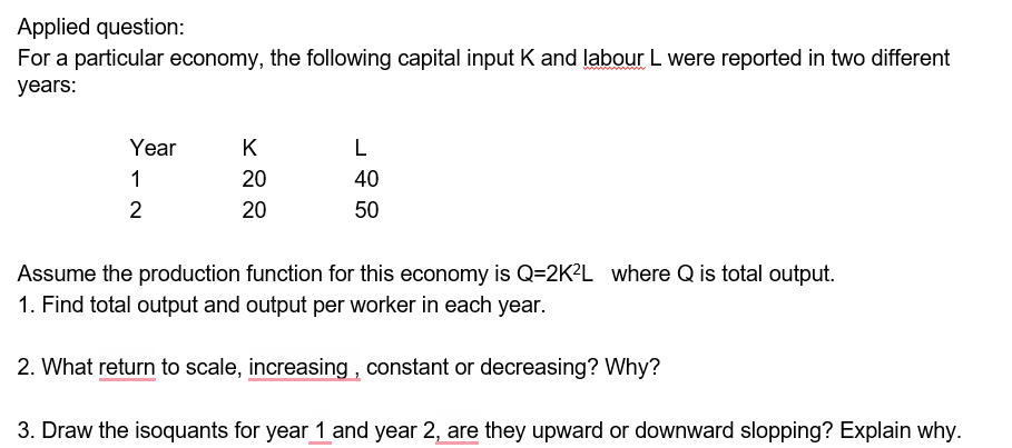 Solved Applied question: For a particular economy, the | Chegg.com