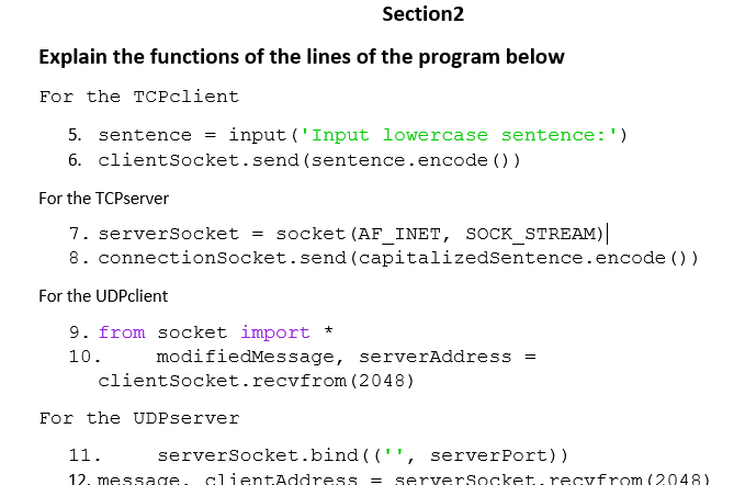 Solved Section2 Explain the functions of the lines of the | Chegg.com