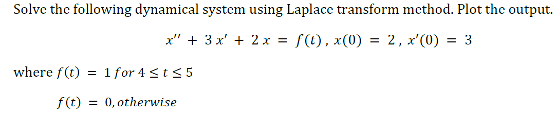 Solved Solve the following dynamical system using Laplace | Chegg.com