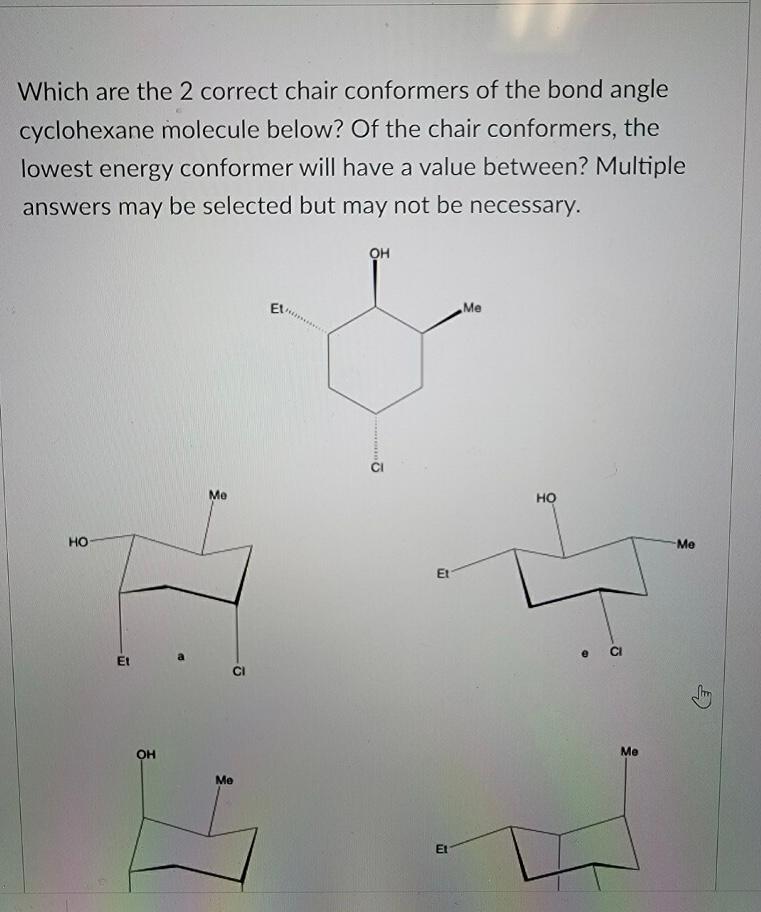 Solved Which are the 2 correct chair conformers of the bond | Chegg.com