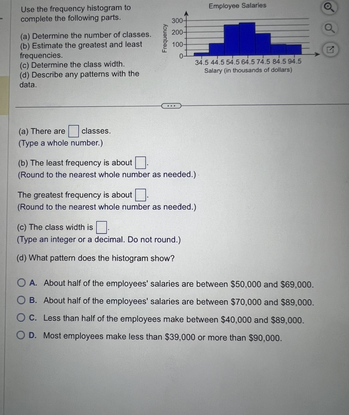 Solved Use the frequency histogram to complete the following | Chegg.com