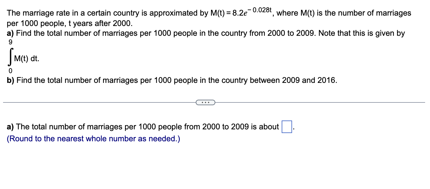 Solved The marriage rate in a certain country is | Chegg.com