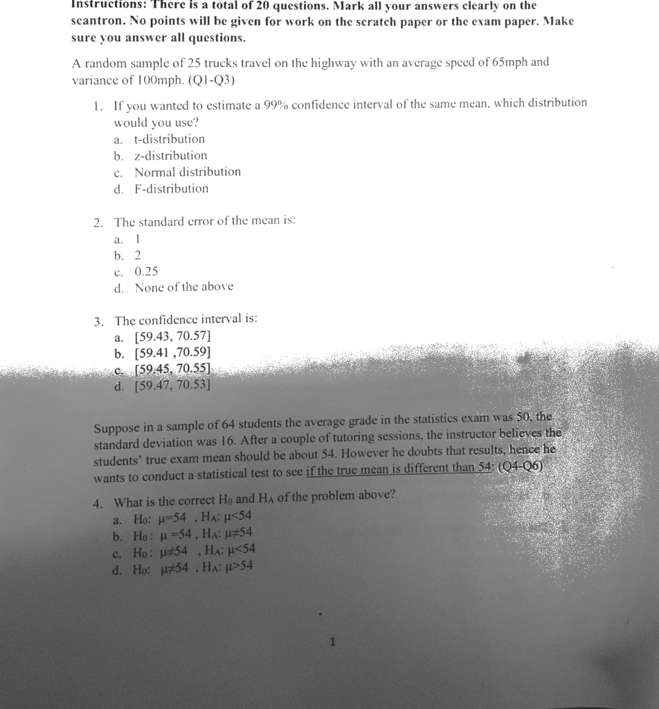Solved: Instructions: There Is A Total Of 20 Questions. Ma... | Chegg.com