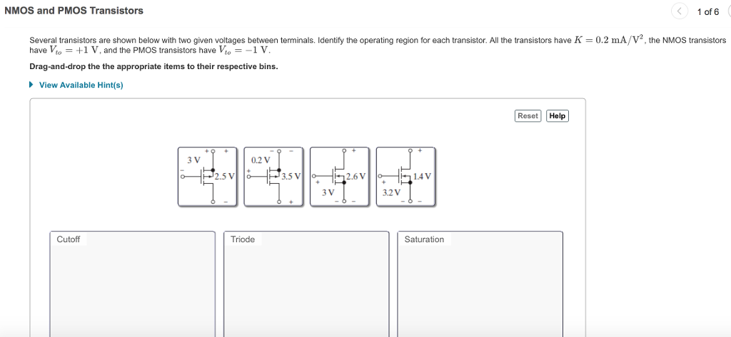 Solved NMOS and PMOS Transistors 1 of 6 Several transistors | Chegg.com
