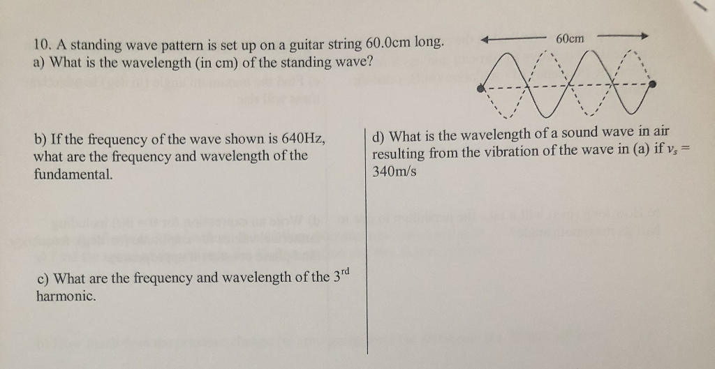 Solved A standing wave pattern is set up on a guitar string | Chegg.com