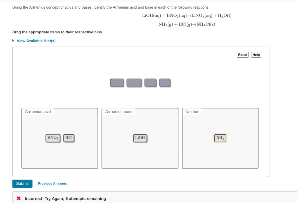 Solved Using the Arrhenius concept of acids and bases, | Chegg.com