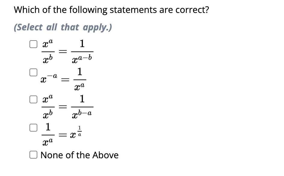 Solved Which Of The Following Statements Are Correct