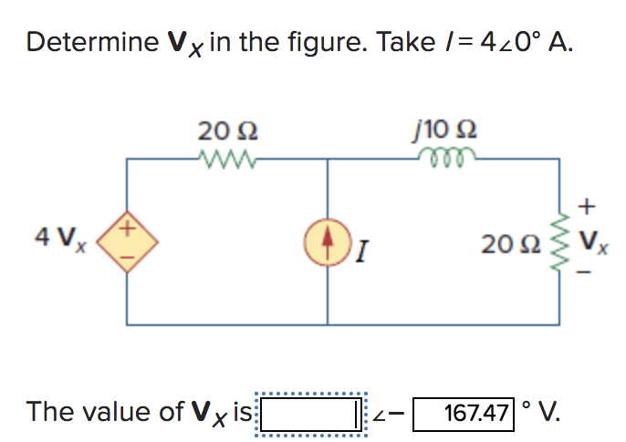 Solved Determine VX in the figure. Take I=4∠0∘A. The value | Chegg.com