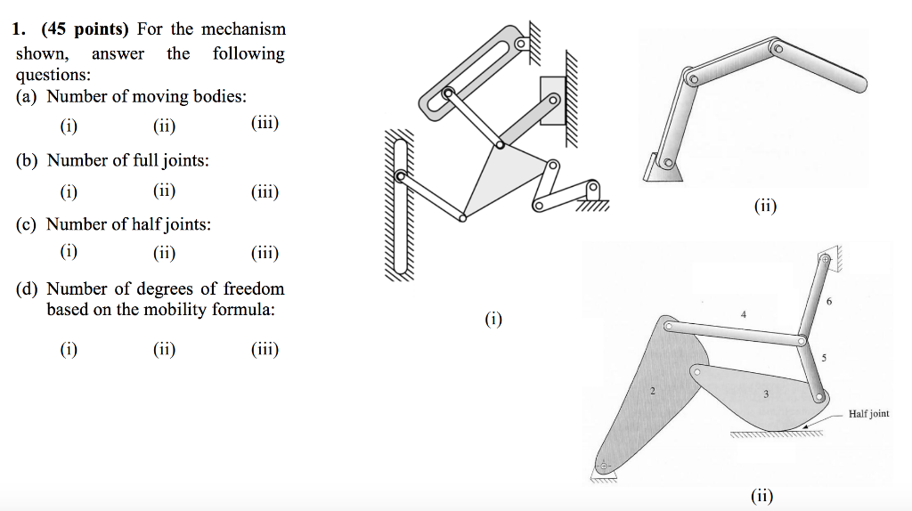 Solved 1. (45 points) For the mechanism shown, answer the | Chegg.com