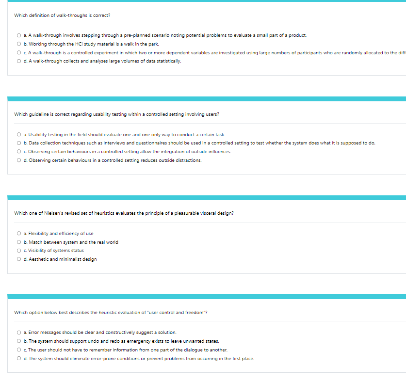Solved Which definition of walk-throughs is correct? a. A | Chegg.com