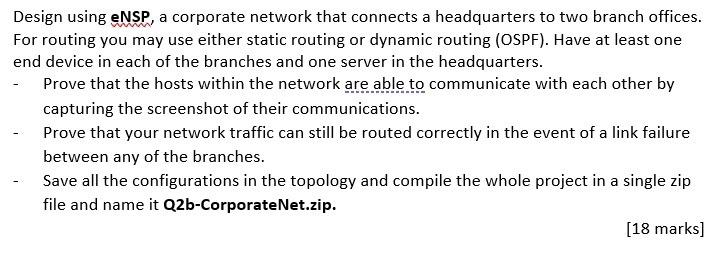 Solved Design using eNSP, a corporate network that connects | Chegg.com