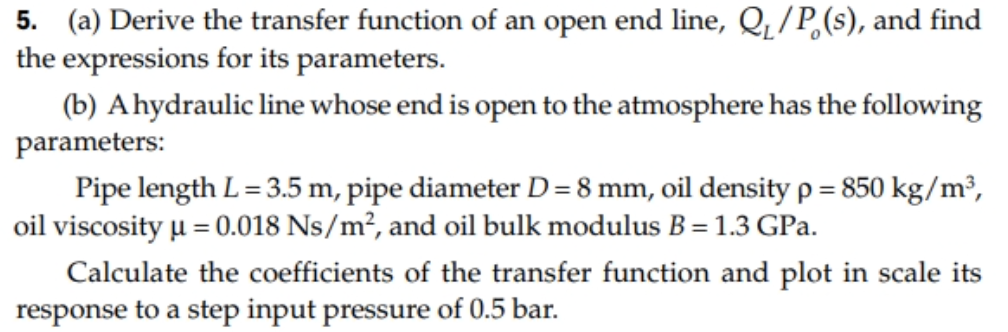 Solved 5. (a) Derive the transfer function of an open end | Chegg.com
