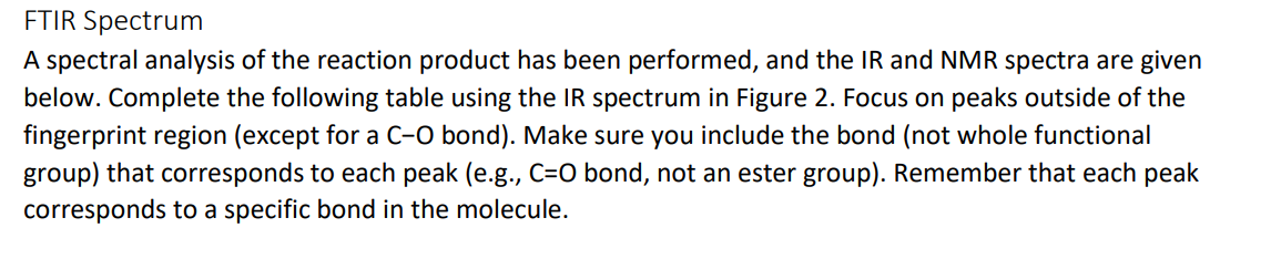 Solved FTIR Spectrum A spectral analysis of the reaction | Chegg.com