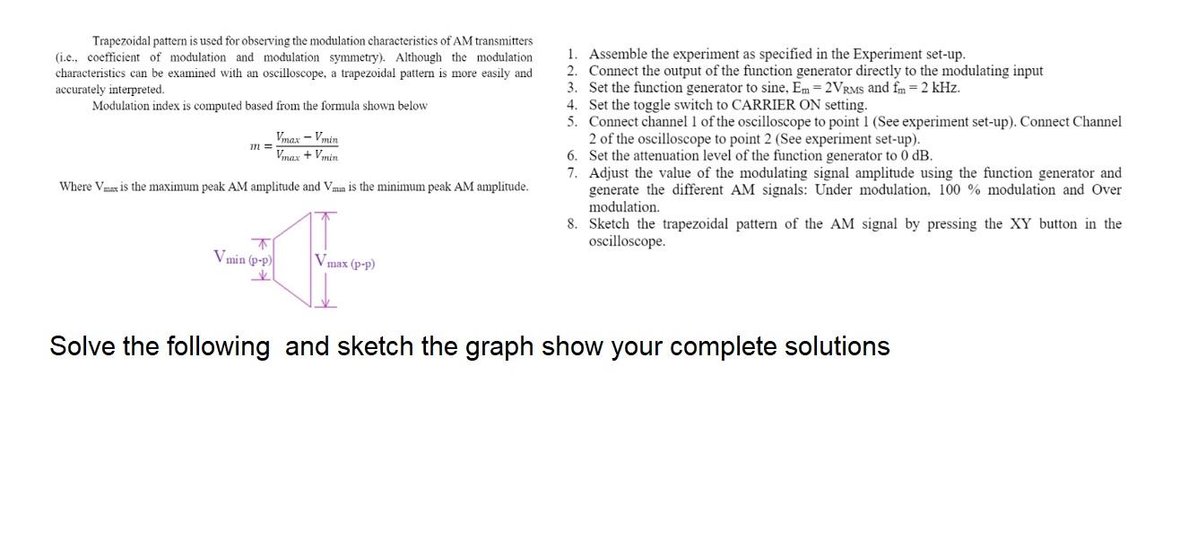 Trapezoidal pattern is used for observing the | Chegg.com