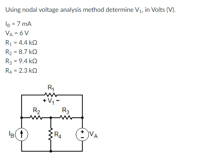 Solved Using nodal voltage analysis method determine V1, in | Chegg.com