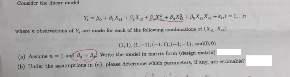 Solved Consider the linear model | Chegg.com