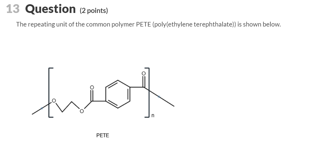 Solved Draw the structure of the acid used to produce PETE. | Chegg.com